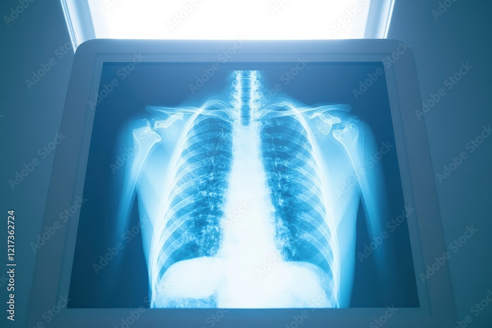X-ray of Human Chest Showing Lungs, Ribs, and Heart Structure ...