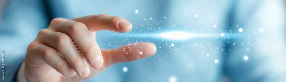 Fingerprint scan, human finger activating biometric security and ...