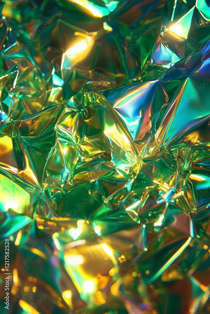 Diseño de fondo metalico holografico en tonos verde esmeralda dorado y ...