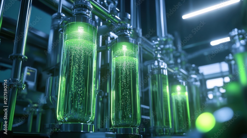 Green hydrogen production using electrolysis, with futuristic equipment ...