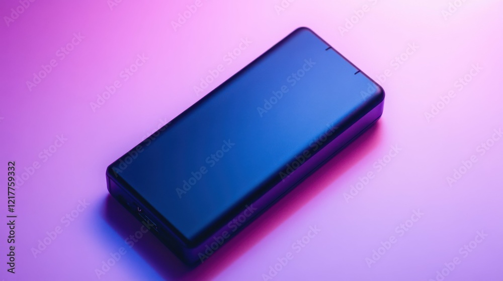 high-speed external hard drive in dark blue on pastel purple background ...
