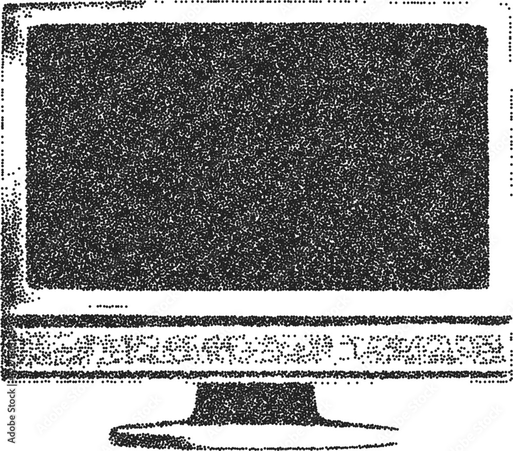 Pc vintage y2k stipple art, monitor halftone stipple brutalist retro ...