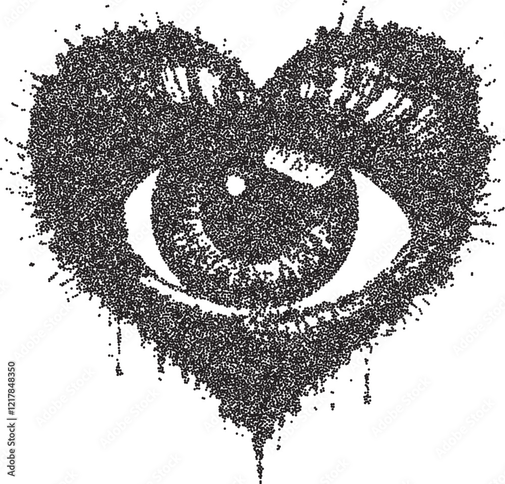 Eye vintage y2k stipple art, stippled halftone stipple brutalist retro ...