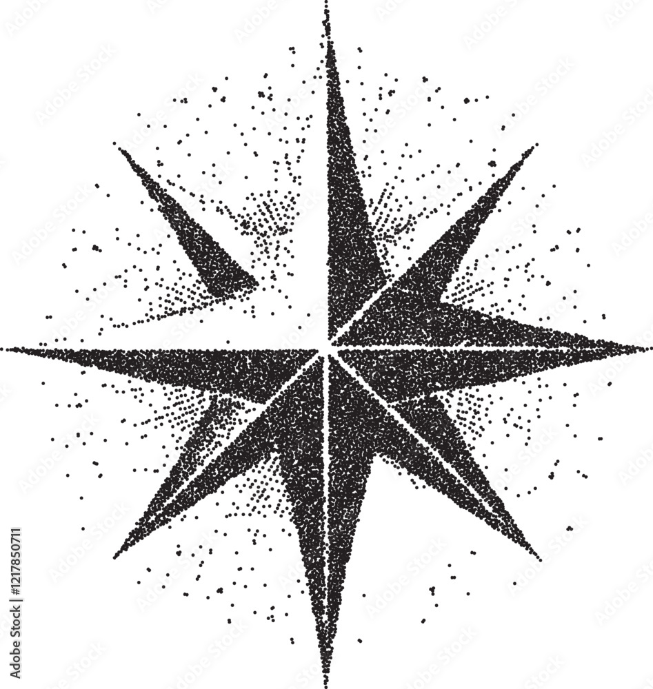 Star vintage y2k stipple art, celestial halftone stipple brutalist ...