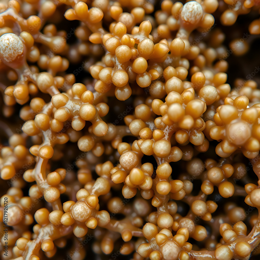 Closeup of Fucus vesiculosus, common names bladderwrack, black tang ...
