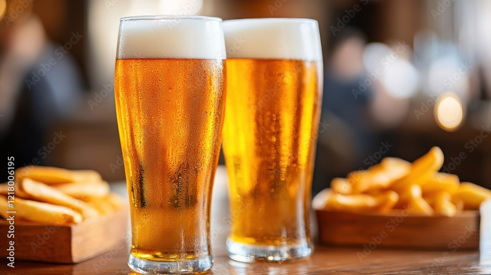 Friends enjoying burgers and beer while laughing in a lively pub Stock ...