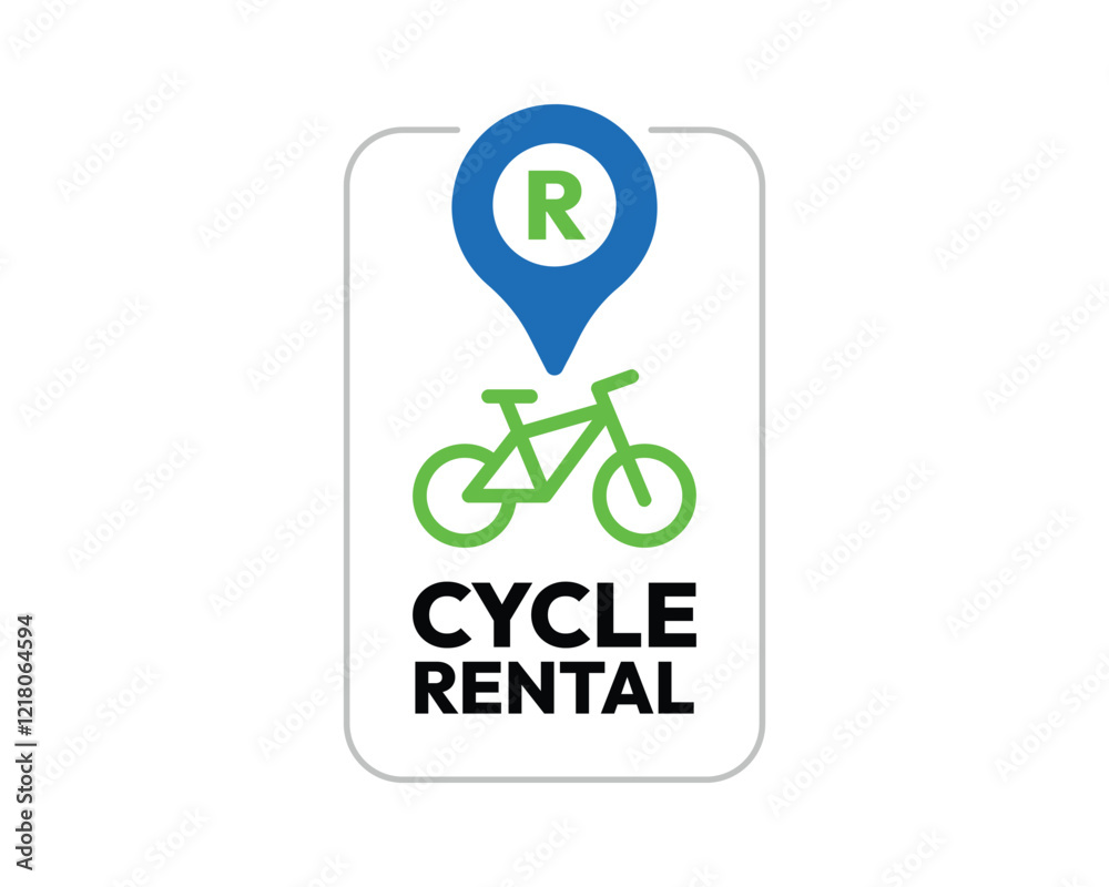 Cycle Rental Sign with Pin Symbol Best Quality Vector Art for ...