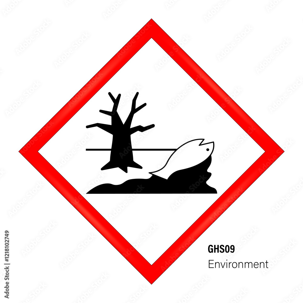 Environmental hazard warning sign. Globally harmonized system hazard ...