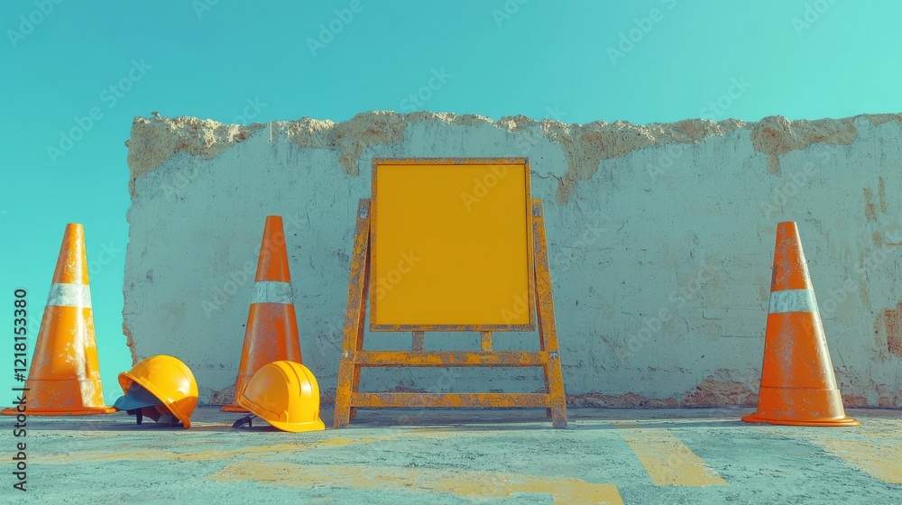 Construction site alert safety equipment display urban area image ...