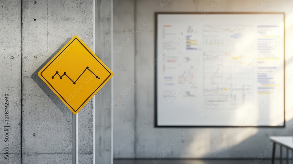Yellow Diamond Shaped Road Sign Without Text in Modern Interior Setting ...