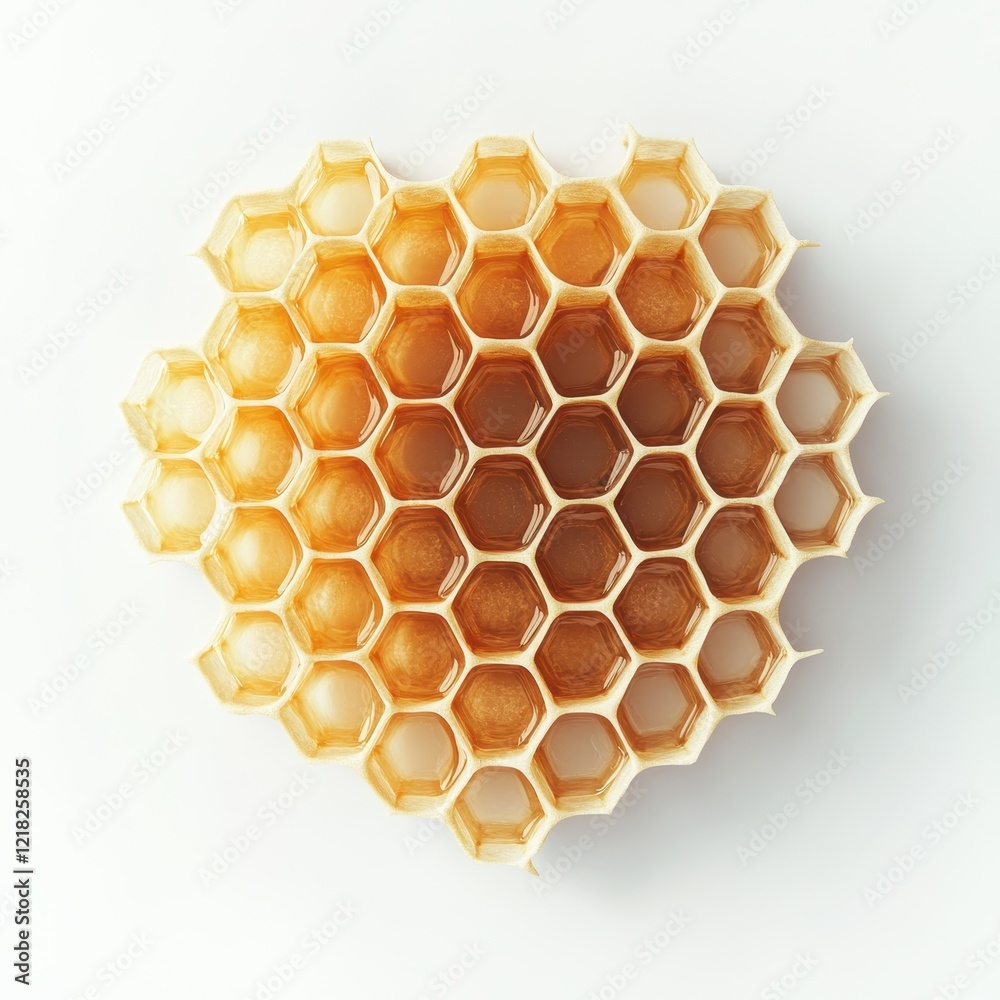Honeycomb texture with golden honey. A close-up shot of a honeycomb ...
