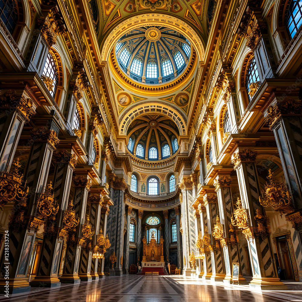 Elaborate golden decorations, ornate marble columns, and stunning ...