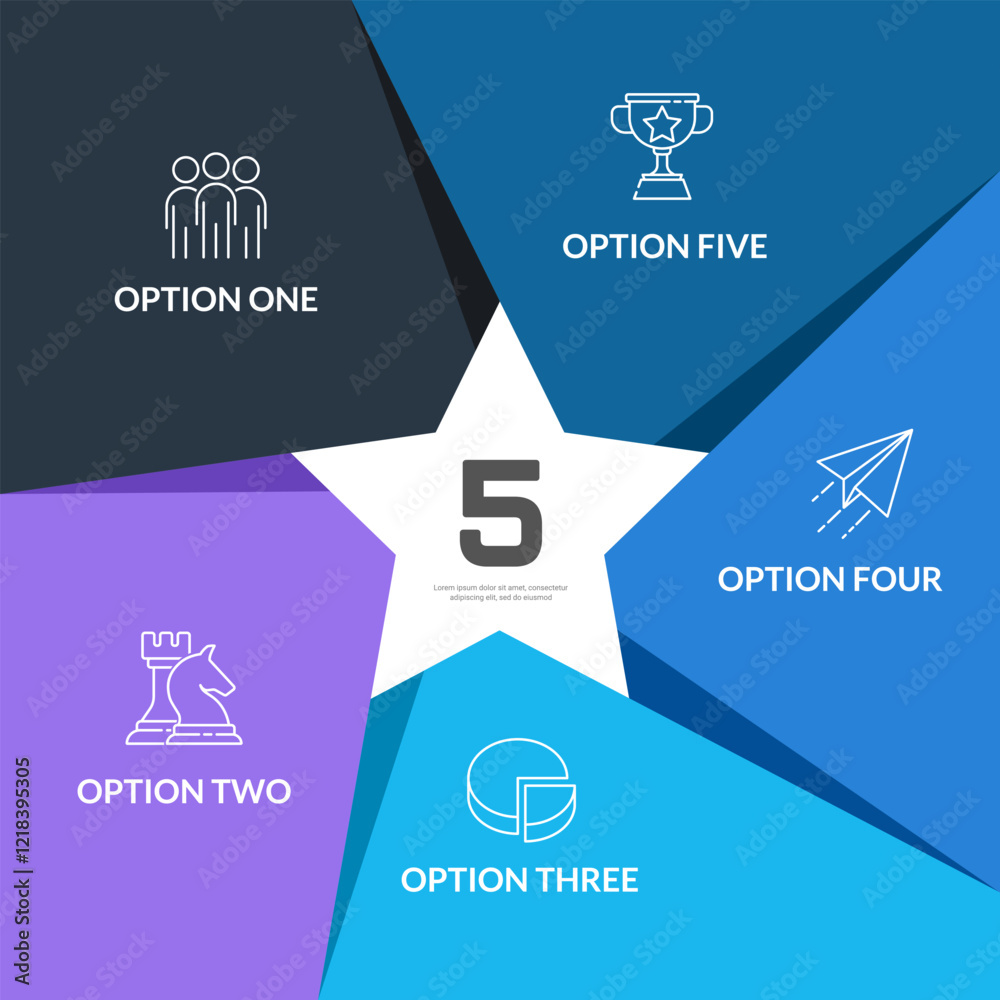 Five pointed star infographic poster. Business Presentation, Banner ...