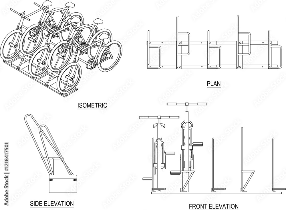 Vector illustration of a rack for securing bicycle parking to keep it ...