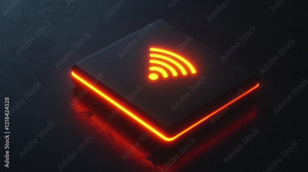 63.A sleek and futuristic 3D Wi-Fi signal icon, with the signal bars ...