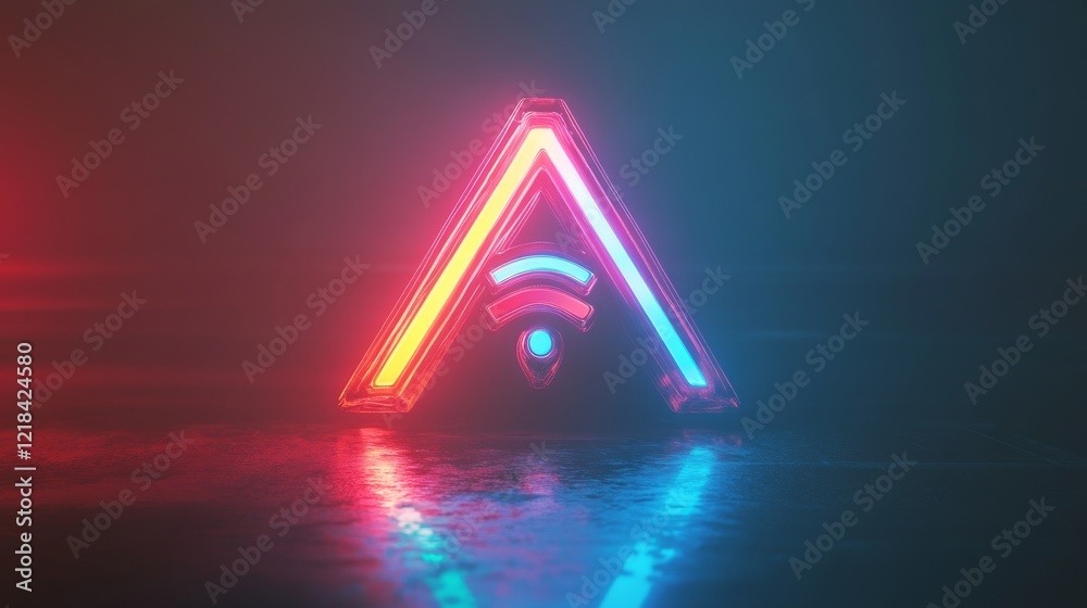 63.A sleek and futuristic 3D Wi-Fi signal icon, with the signal bars ...