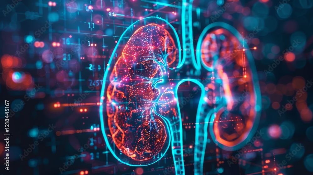 Realistic 3d illustration of human kidneys and renal anatomy for ...