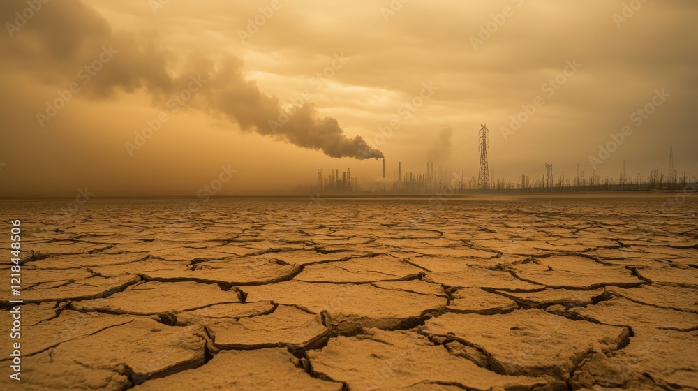 "Desert Wasteland: A stark depiction of environmental devastation, a ...
