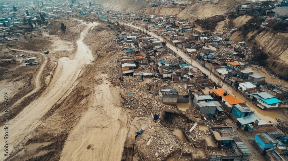 Aftermath of Disaster: An aerial view captures the devastating impact ...