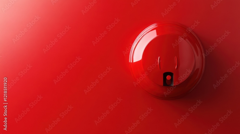 Bright red fire alarm on smooth wall surface indicating fire safety ...