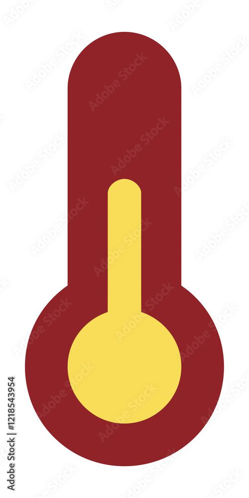 Simple thermometer icon, red body and yellow fluid, rounded edges ...