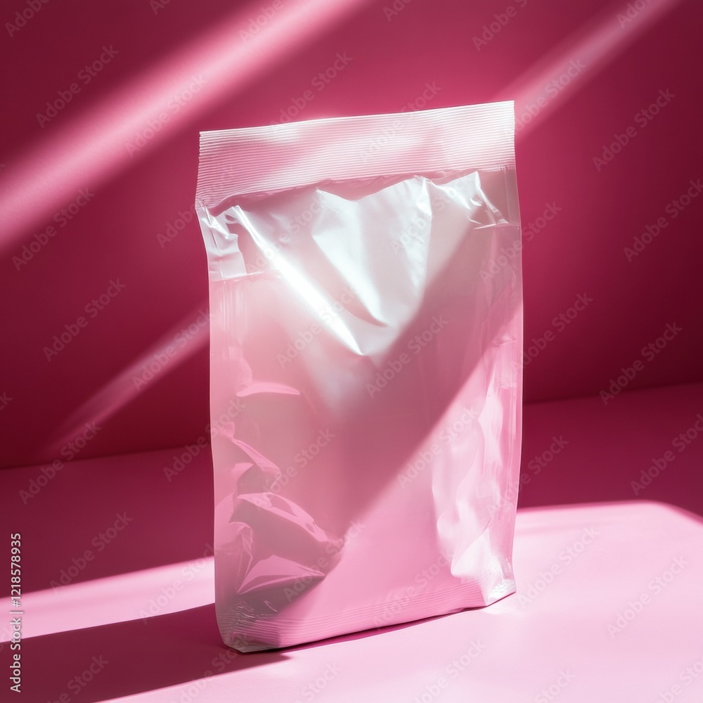 Simple white packaging stands out against a vibrant pink background ...