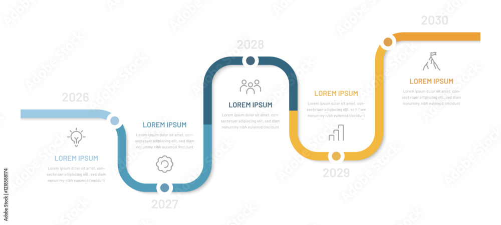 A five-step timeline or chart. Infographics for a presentation or ...