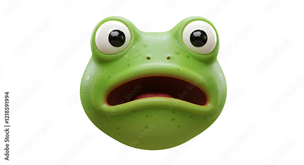 Surprised Frog Face 3D Render for Emojis and Memes isolated on white ...