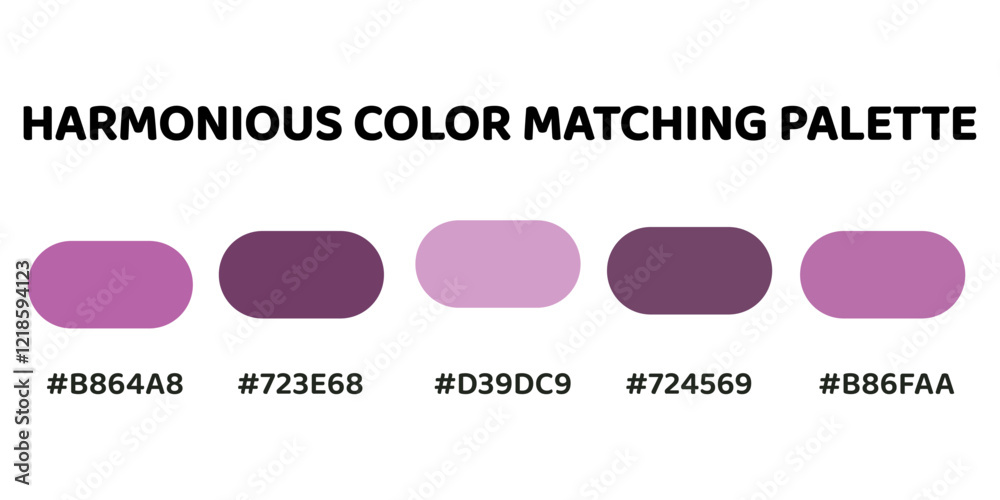 Harmonious color palette with five colors. Palette creates a cohesive ...