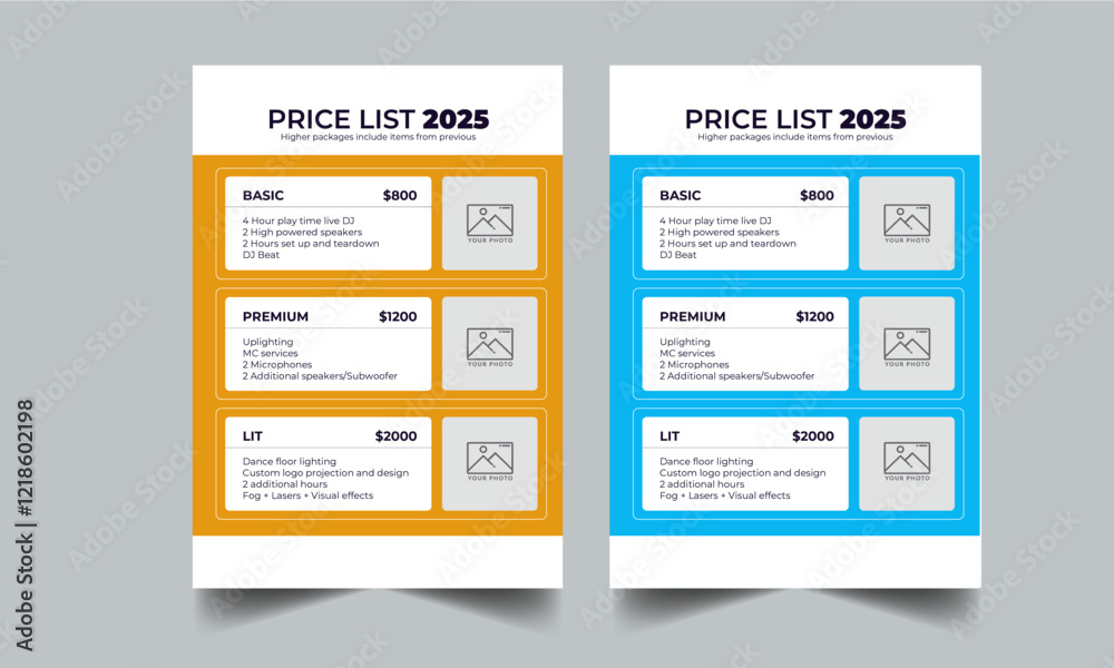 Price List , Technical Data Sheet layout template design Stock Vector ...