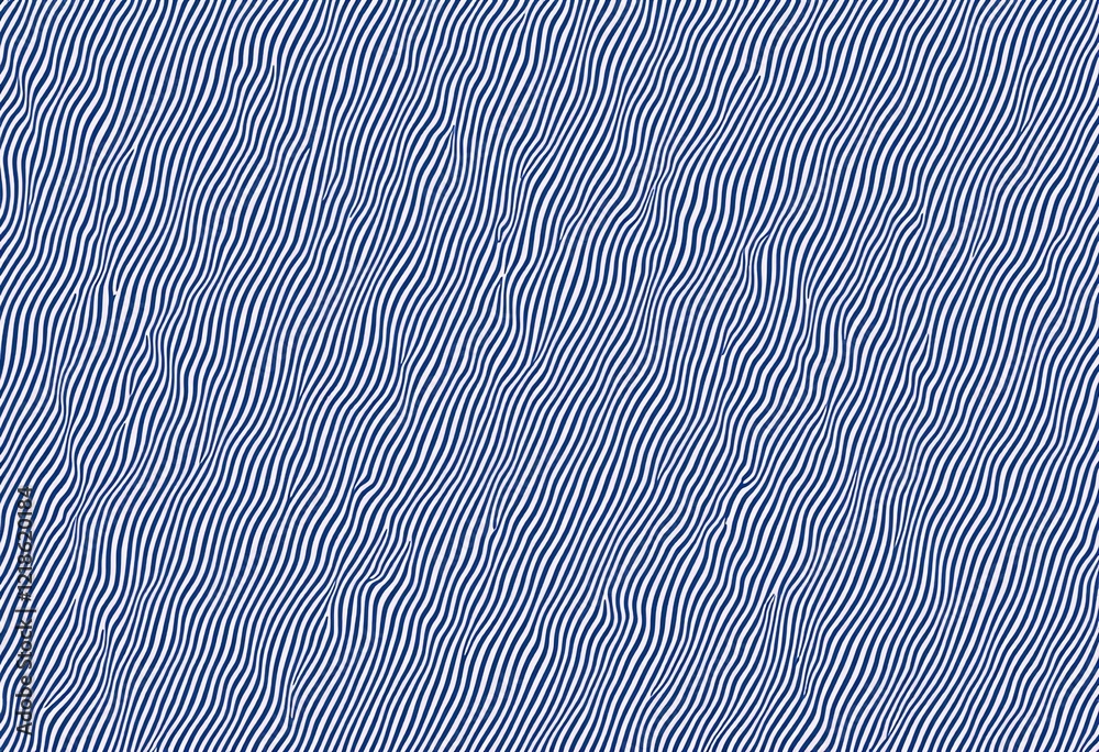 Indigo and White Stripe Fabric Vector, Wavy Line Pattern, Thin Vertical ...