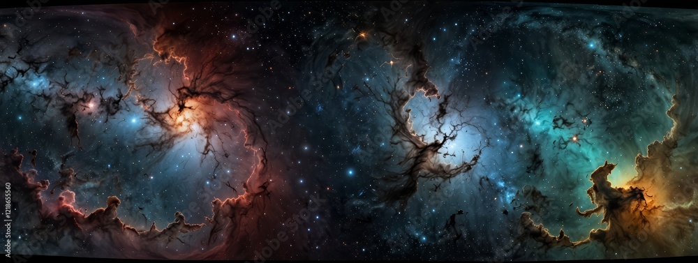 Ilustración de Stock 360-degree space panorama featuring luminous ...