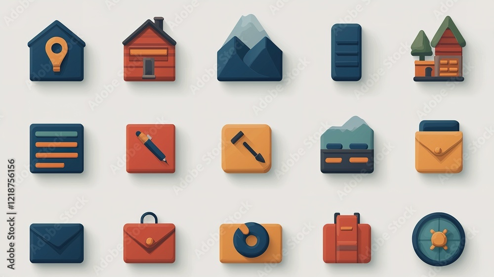 Dynamic navigation icons set for gigapixel display modern digital ...