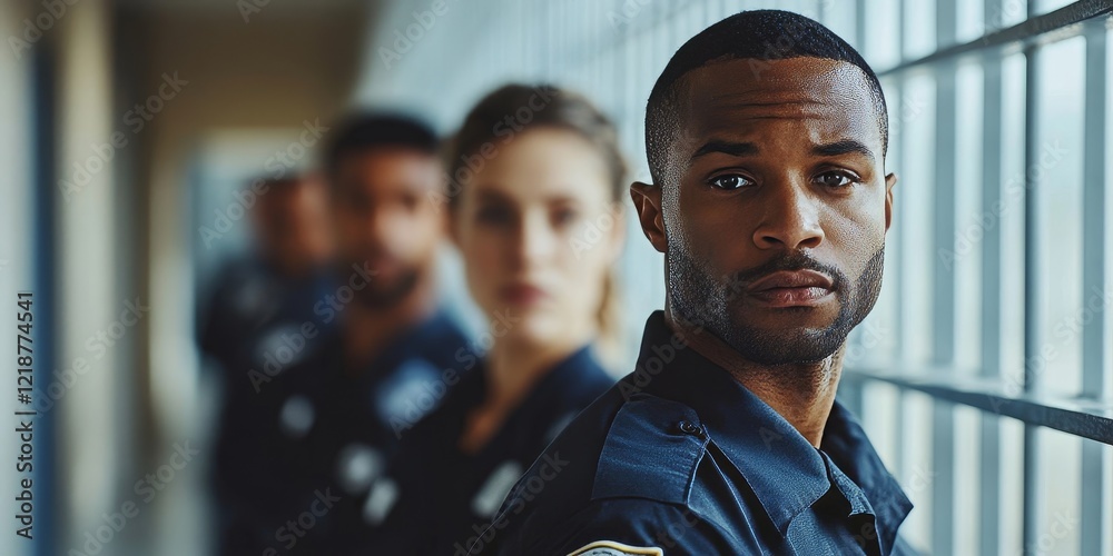 Professional Team of Correctional Officers and Jailer Ensuring Security ...