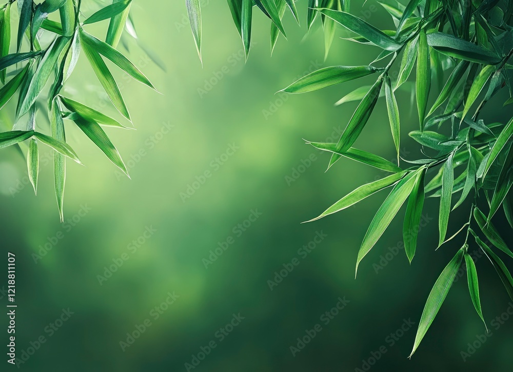 Bamboo background, green bamboo wall with dark gradient background ...