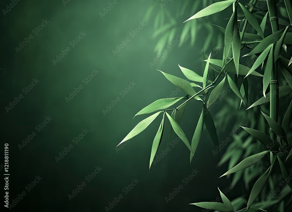 Bamboo background, green bamboo wall with dark gradient background ...