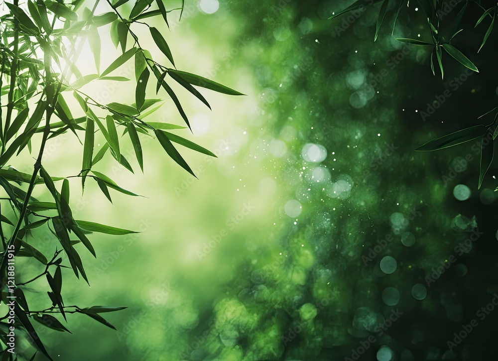 Bamboo background, green bamboo wall with dark gradient background ...