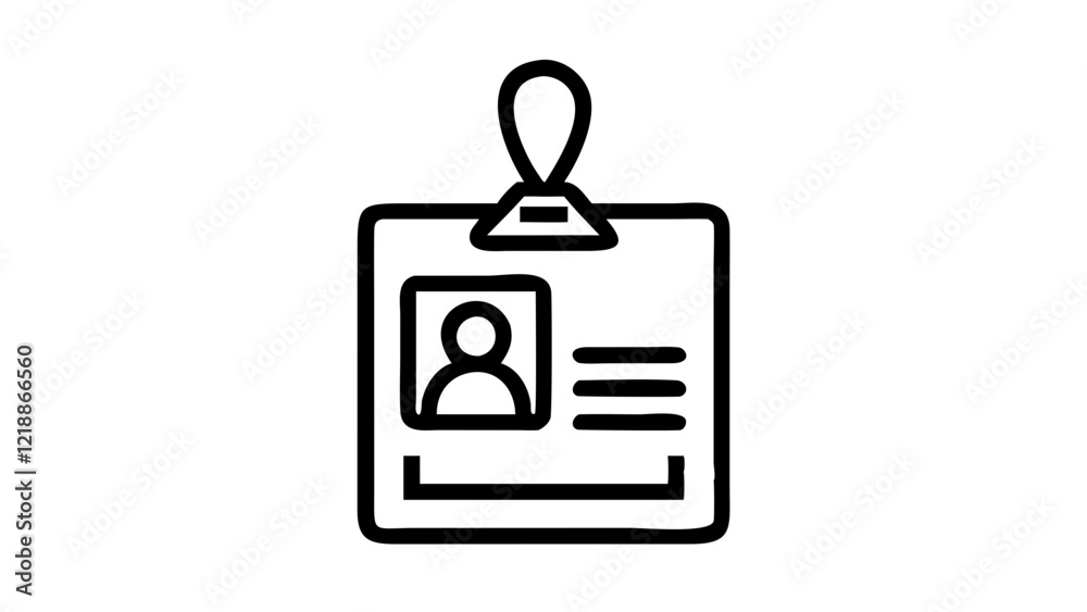 Icon, identification card, employee badge, photo ID, simple line ...