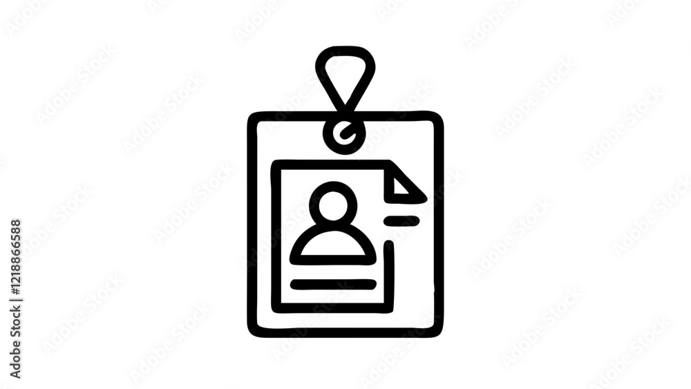 Icon, identification card, employee badge, photo ID, simple line ...