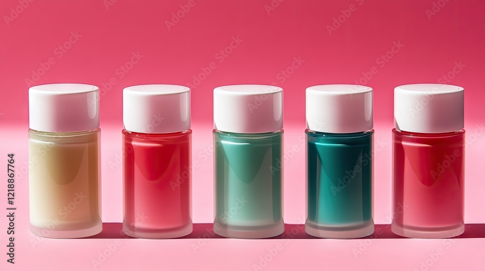 Lip balms in gradient colors transitioning from bold to soft hues on a ...