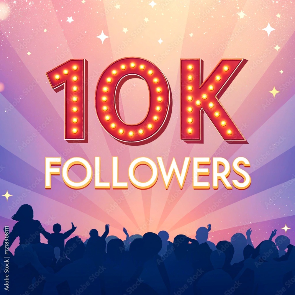 10k followers achievement thank you message with glowing outline effect ...