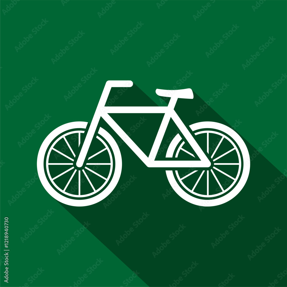 Bicycle Line Art Icon with Shadow Effect – Editable and Scalable Vector ...