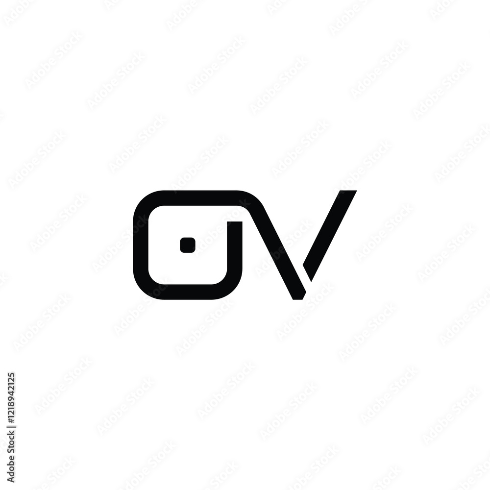 OV monogram logo design letter text name symbol monochrome logotype ...