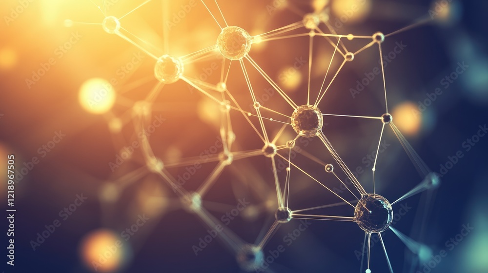 Network structure chemical bonds in molecular level of lines and points ...