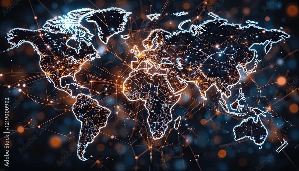 lobal Connectivity Visualized Through Digital Networks Abstract Representations of Data Flow ...