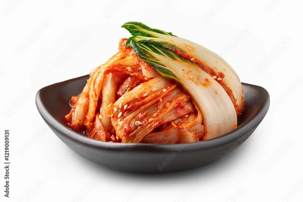 Kimchi (Korean food) close up on isolated white background with ...