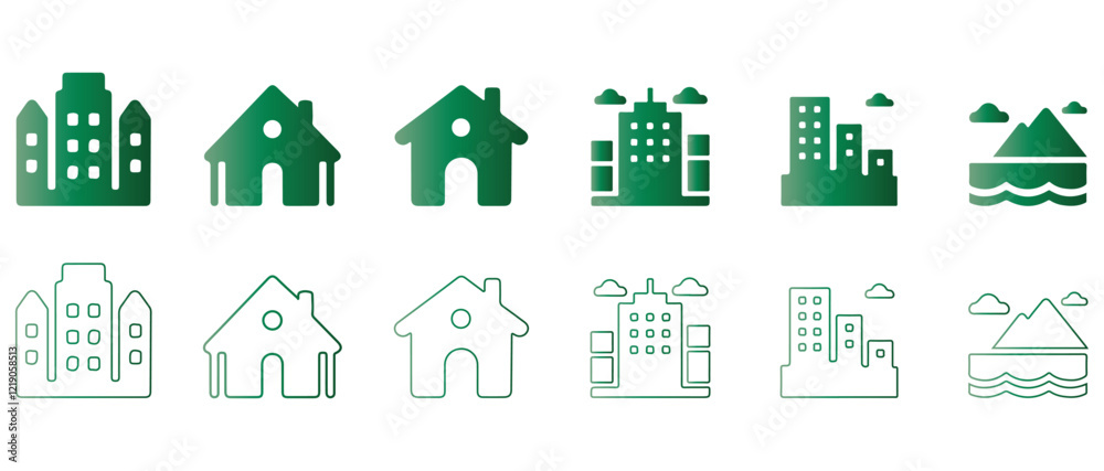 Home icon outline vector set in flat line style. homepage icon set in ...
