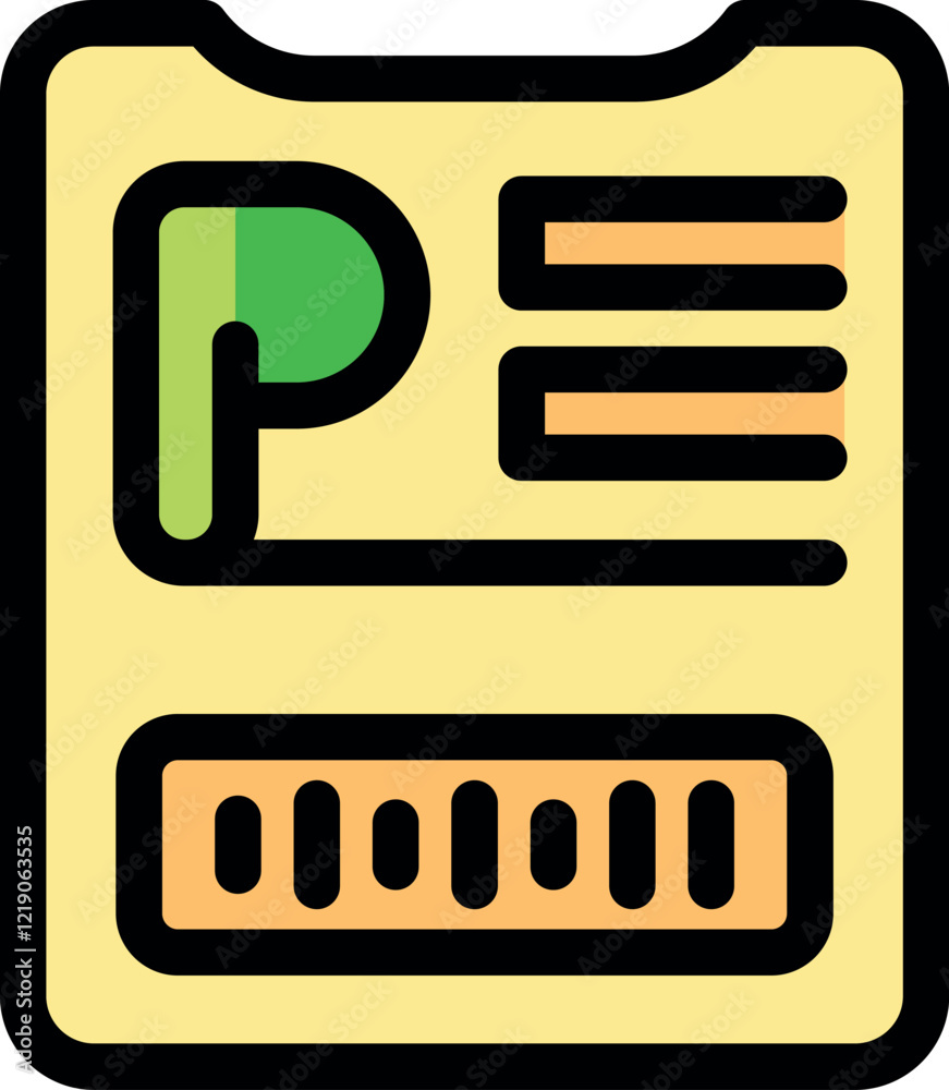 Parking card displaying payment details and designated parking zone ...