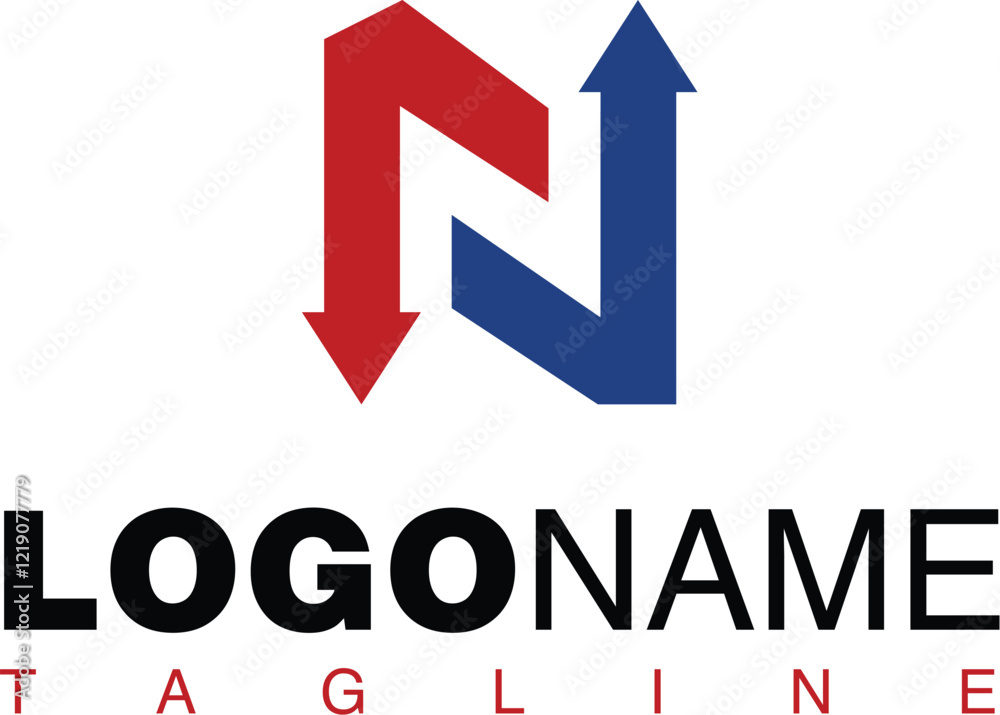 import export logistics logo n letter arrows Stock Vector | Adobe Stock