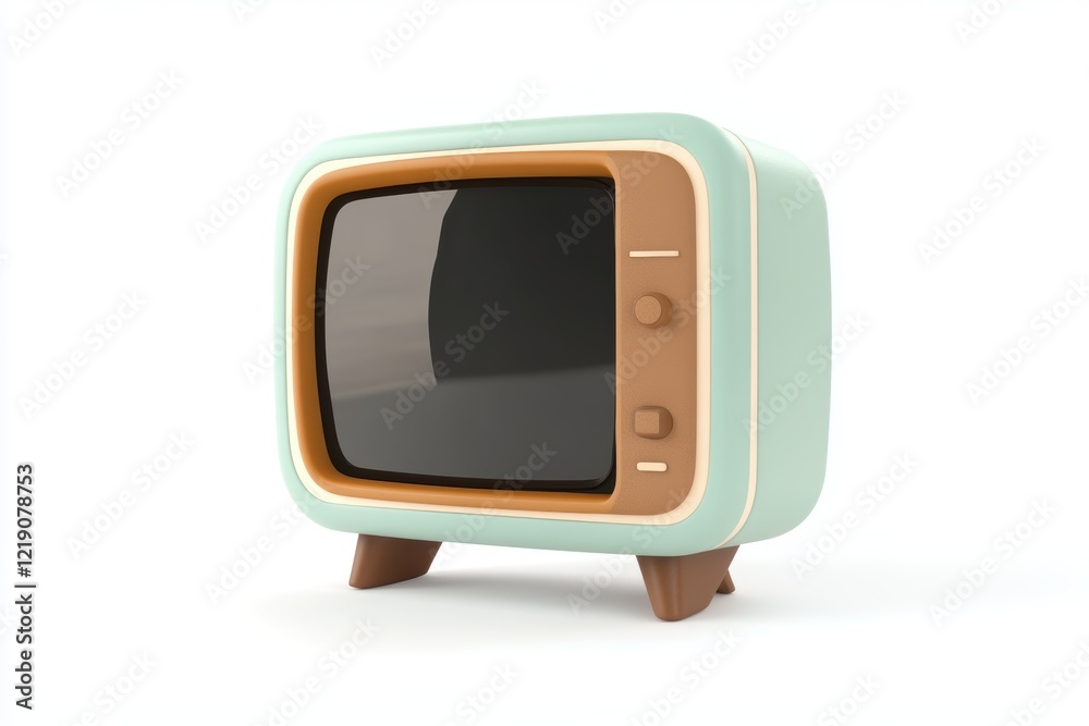 Vintage television set with a white screen on an isolated background ...